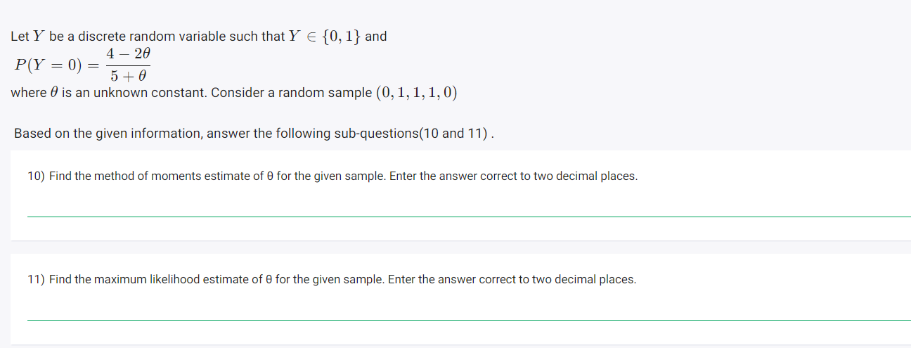 Solved Let Y Be ﻿a Discrete Random Variable Such That 1194