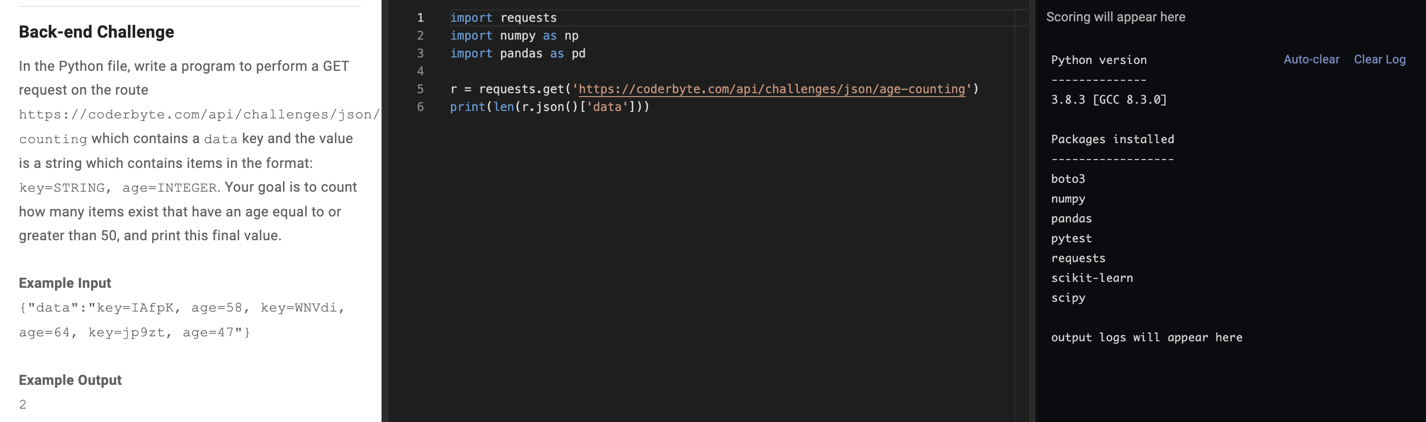 Solved 1 Scoring will appear here Back-end Challenge 2 | Chegg.com