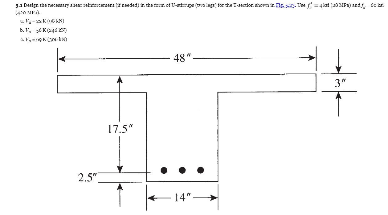 5.1 Design the necessary shear reinforcement (if | Chegg.com