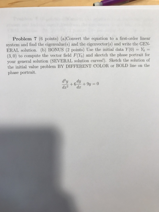 Solved Problem 7 (6 points) (a)Convert the equation to a | Chegg.com