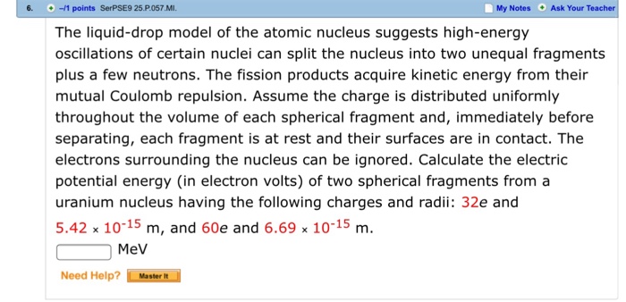 Solved The liquid-drop model of the atomic nucleus suggests | Chegg.com