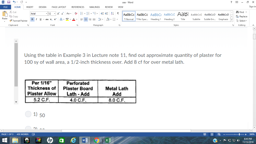 Solved aaa Word FILE HOME INSERT DESIGN PAGE LAYOUT | Chegg.com