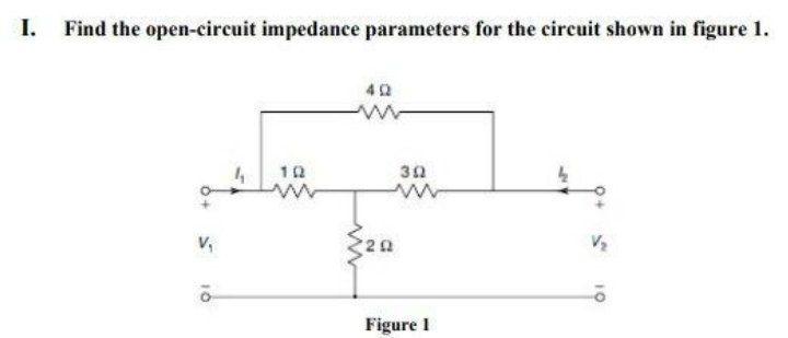 Solved I. Find the open-circuit impedance parameters for the | Chegg.com