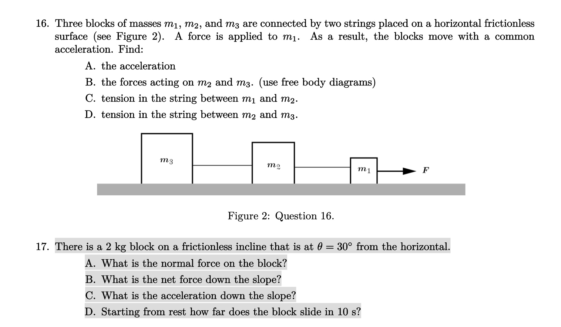 Solved Three blocks of masses m1,m2, ﻿and m3 ﻿are connected | Chegg.com