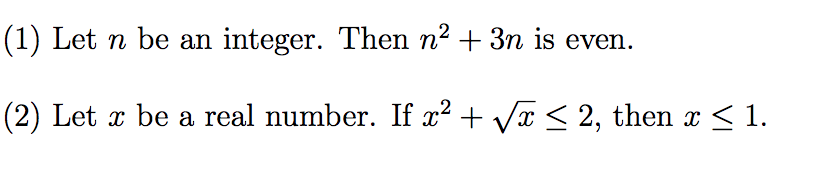 Solved (1) Let n be an integer. Then n2 + 3n is even. (2) | Chegg.com