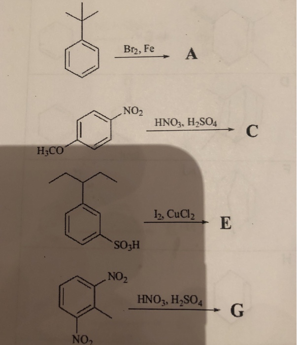 Solved Br2, Fe NO2 HNO3. H2SO4 H CO l2, CuCl2 SO3H NO2 HNO3, | Chegg.com