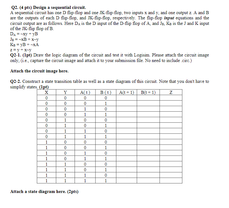 Solved Q2. (4 pts) Design a sequential circuit. A sequential | Chegg.com
