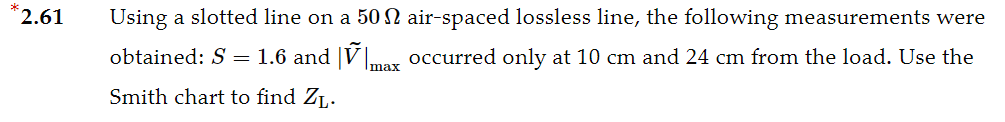 Solved 61 Using a slotted line on a 50Ω air-spaced lossless | Chegg.com