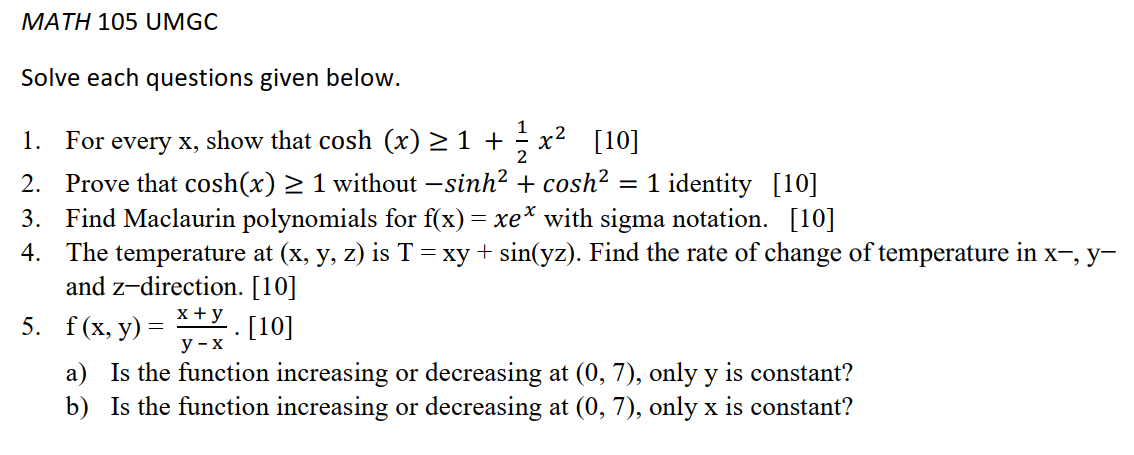Solved MATH 105 UMGC Solve each questions given below. 1. | Chegg.com
