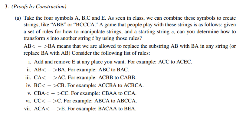 3. (Proofs by Construction) (a) Take the four symbols | Chegg.com