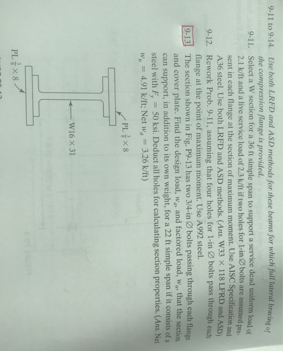 Solved Use both LRFD and ASD methods for these beams for | Chegg.com