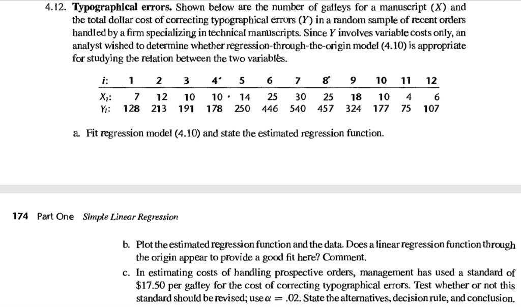 Solved 4.12. Typographical errors. Shown below are the | Chegg.com