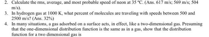 Solved Calculate The Rms Average And Most Probable Speed