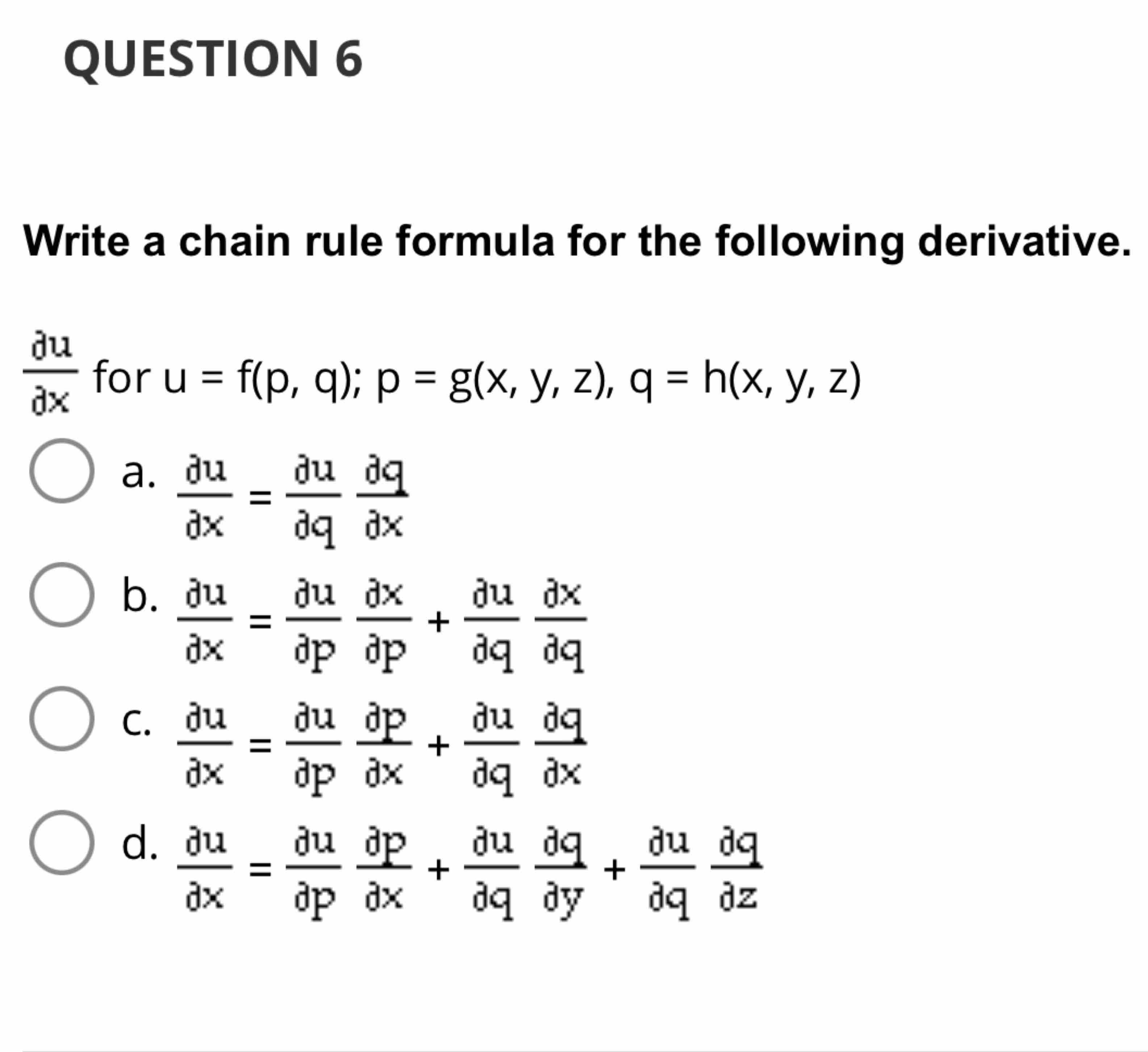 Solved QUESTION 6Write a chain rule formula for the | Chegg.com