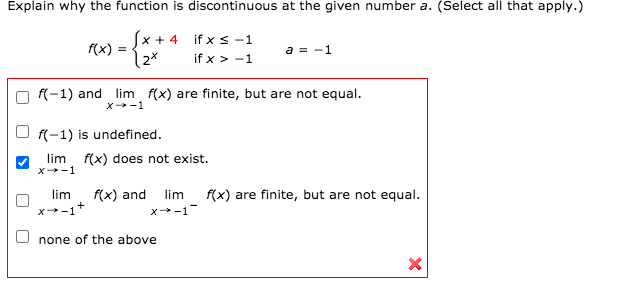 Solved Explain why the function is discontinuous at the | Chegg.com