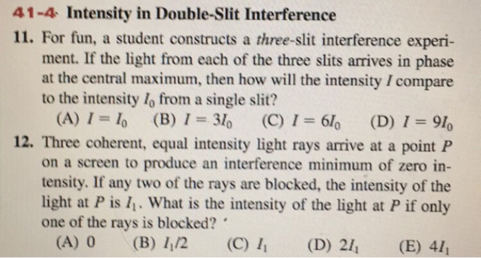 Solved For fun, a student constructs a three-slit | Chegg.com