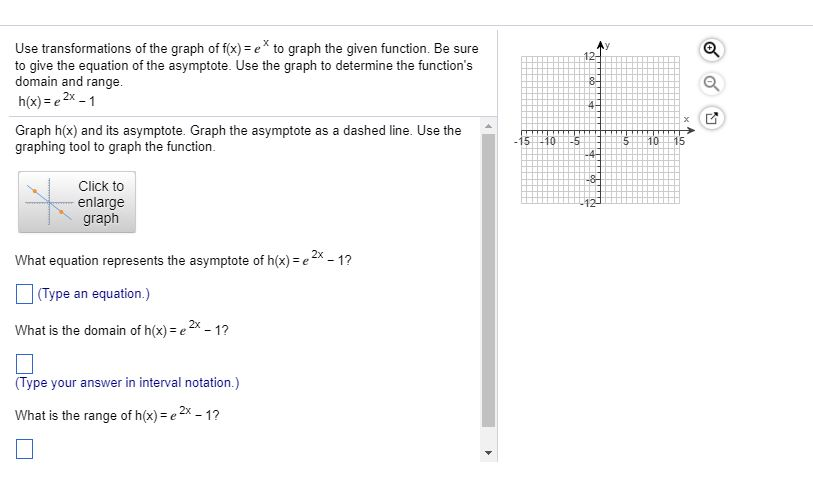 Solved Use transformations of the graph of f(x)=ex to graph | Chegg.com