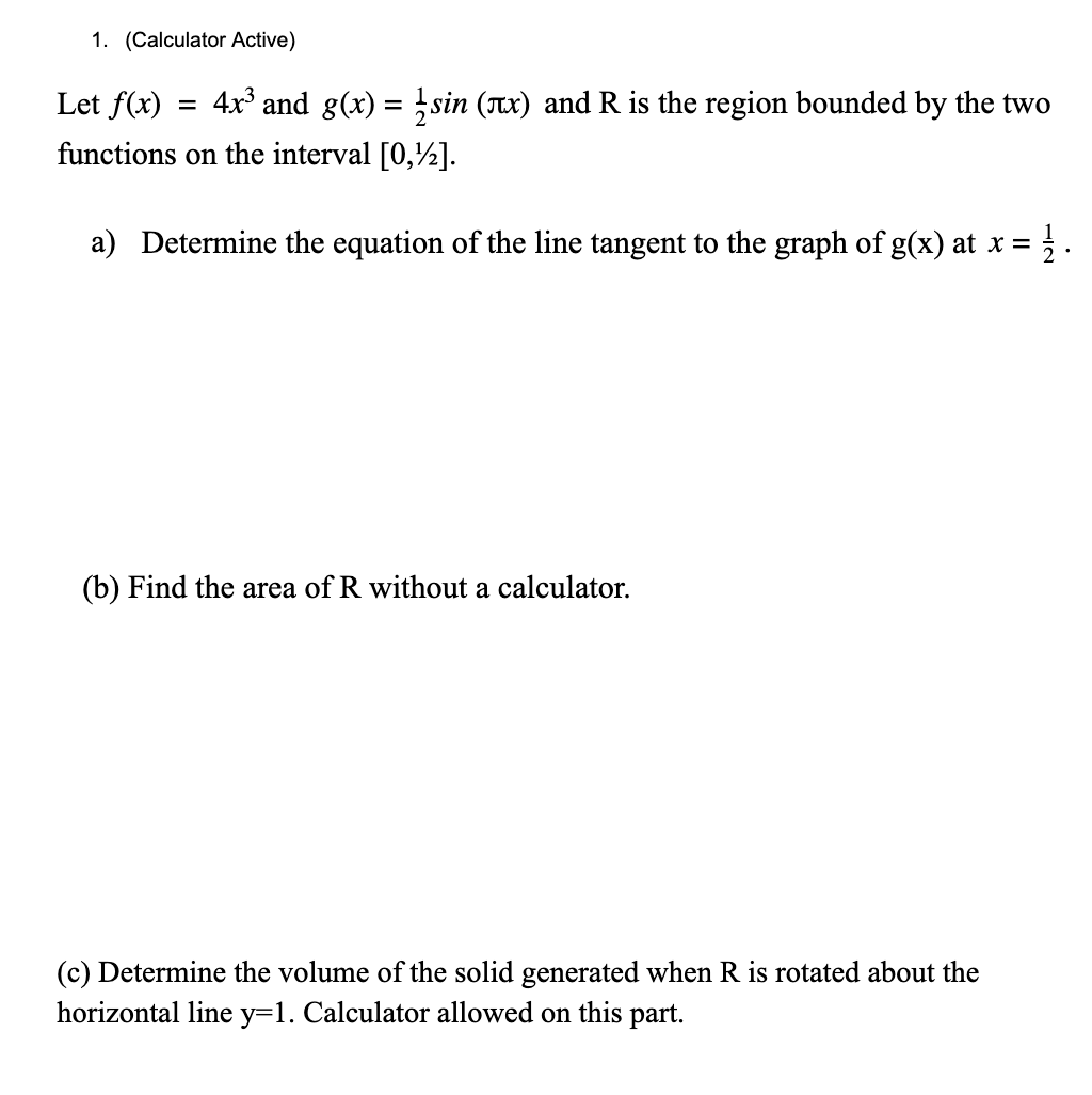 Solved 1 Calculator Active Let F X 4x And G X { Sin