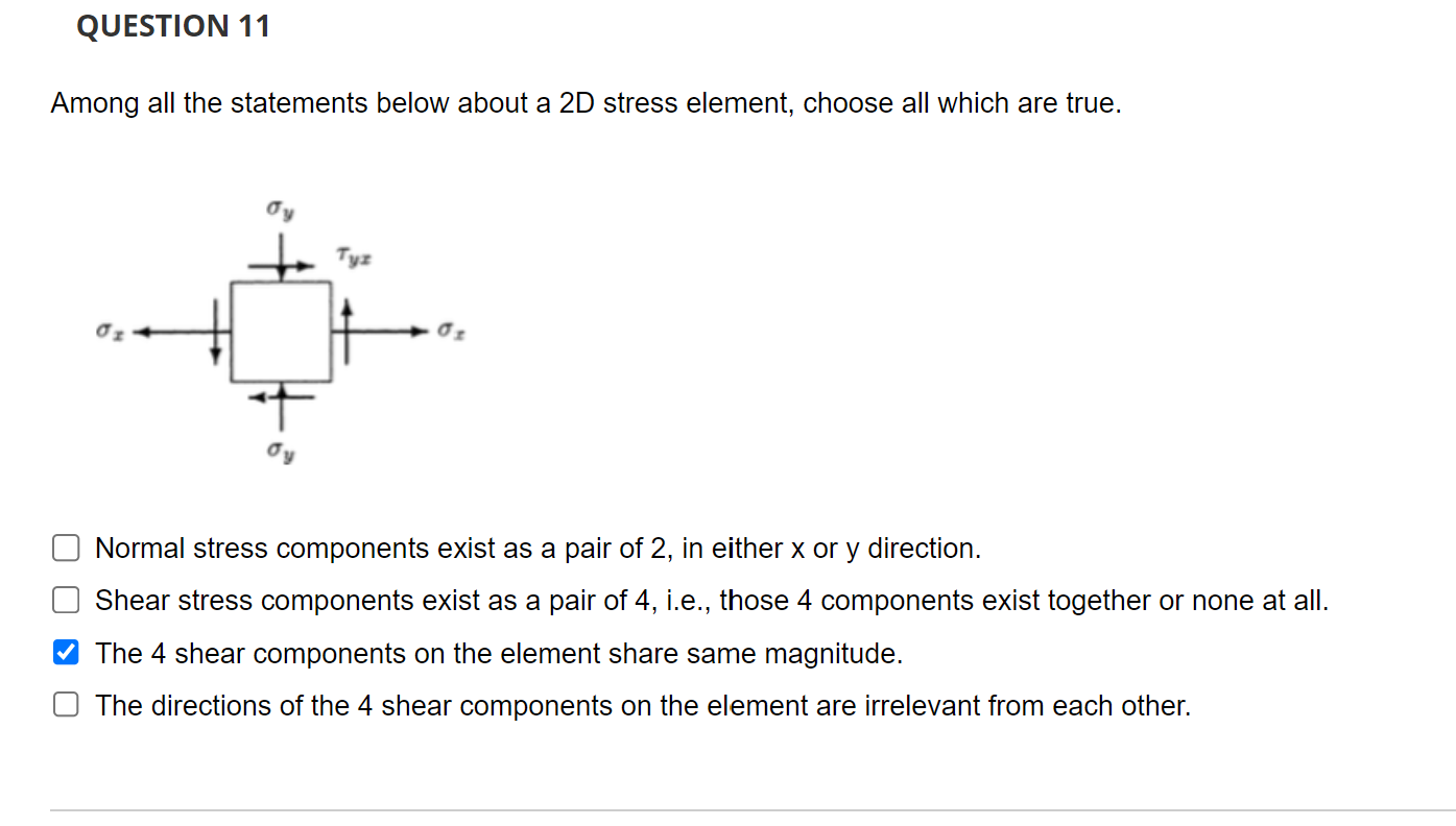Solved Among all the statements below about a 2D stress | Chegg.com