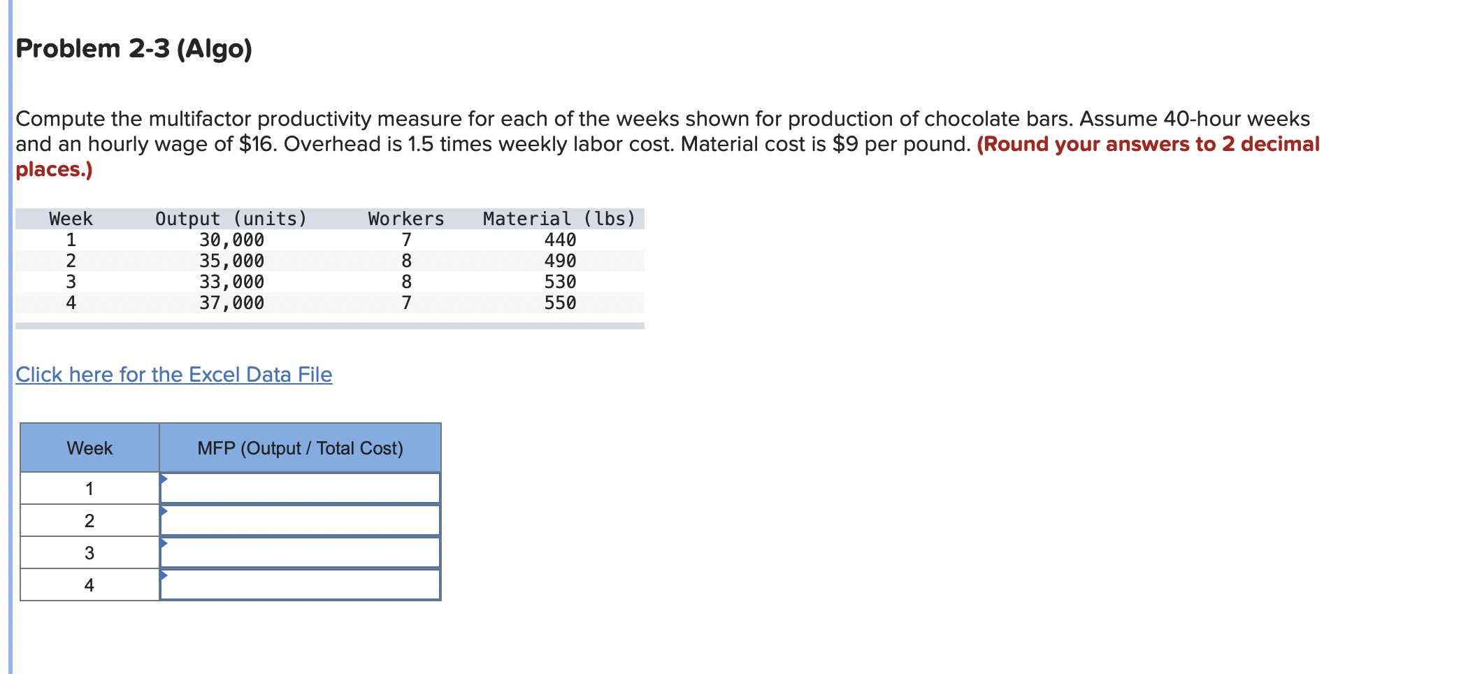 Solved Compute the multifactor productivity measure for each | Chegg.com