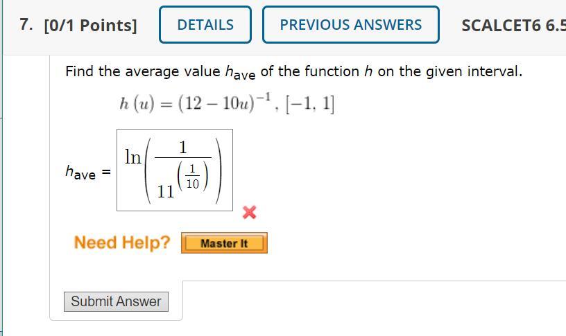 Solved 7. [0/1 Points] DETAILS PREVIOUS ANSWERS SCALCET6 6.5 | Chegg.com