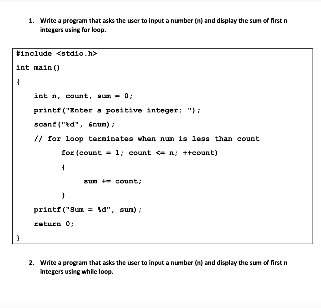 Solved 1. Write a program that asks the user to input a | Chegg.com