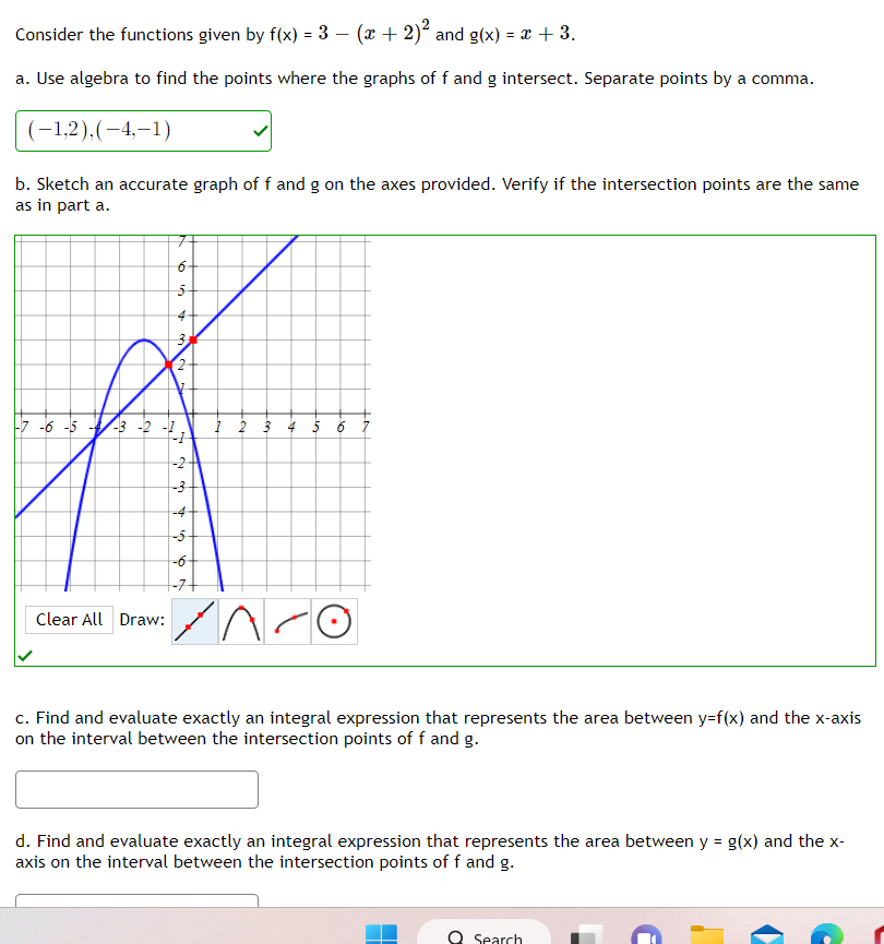 Solved Consider the functions given by f(x)=3−(x+2)2 and | Chegg.com