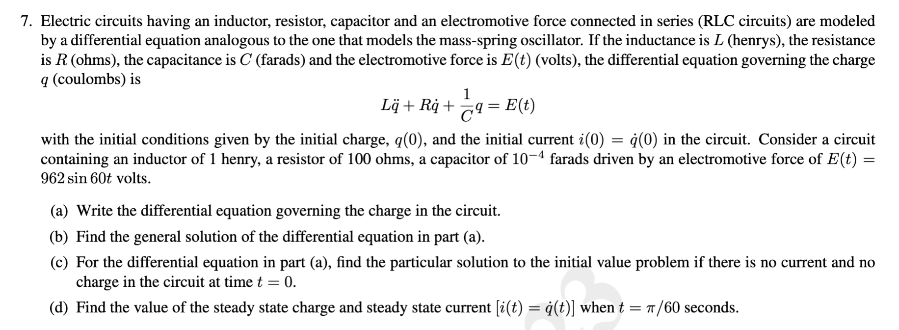 Solved Electric circuits having an inductor, resistor, | Chegg.com