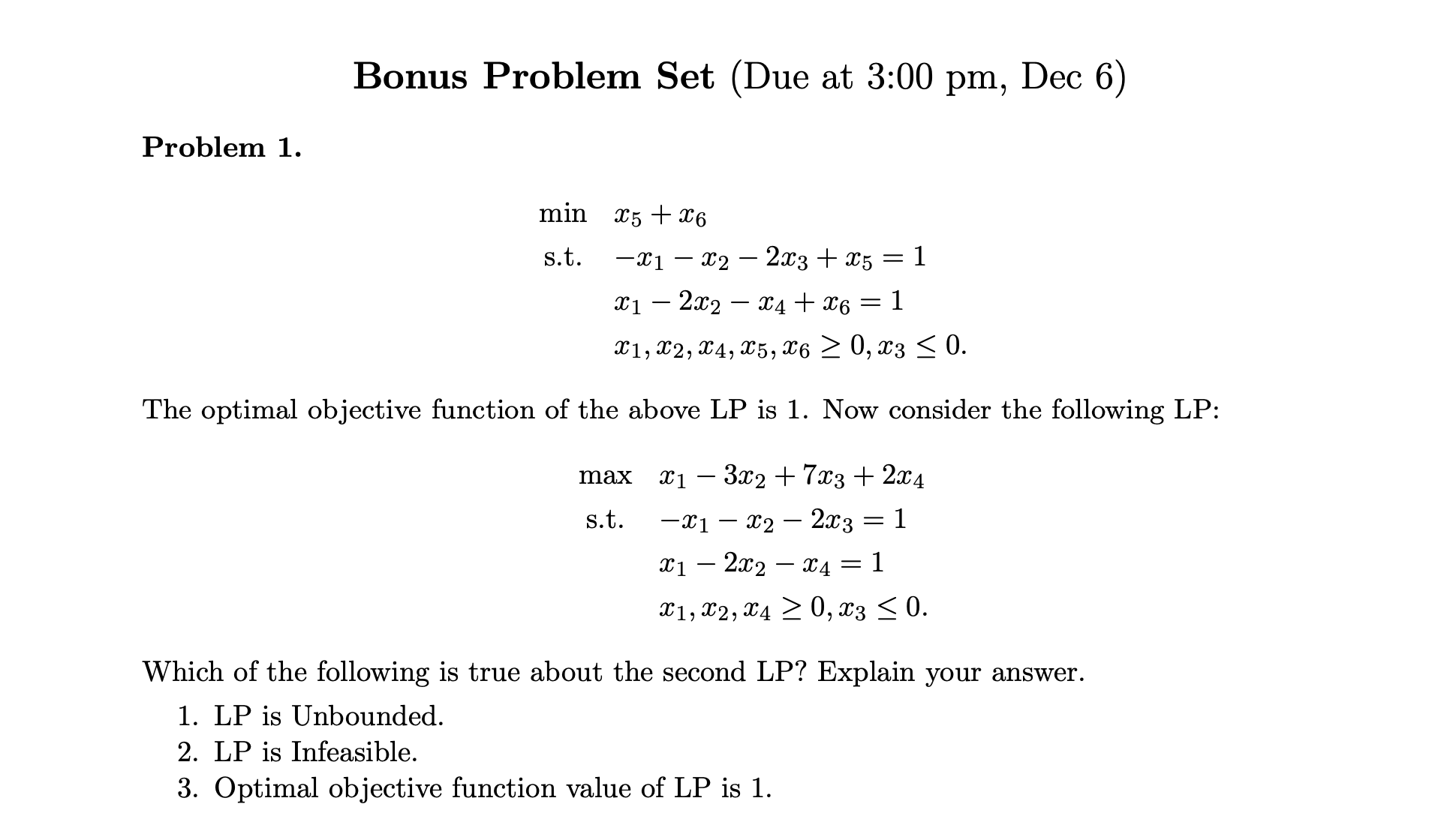 Solved Bonus Problem Set (Due at 3:00 pm, ﻿Dec 6)Problem | Chegg.com