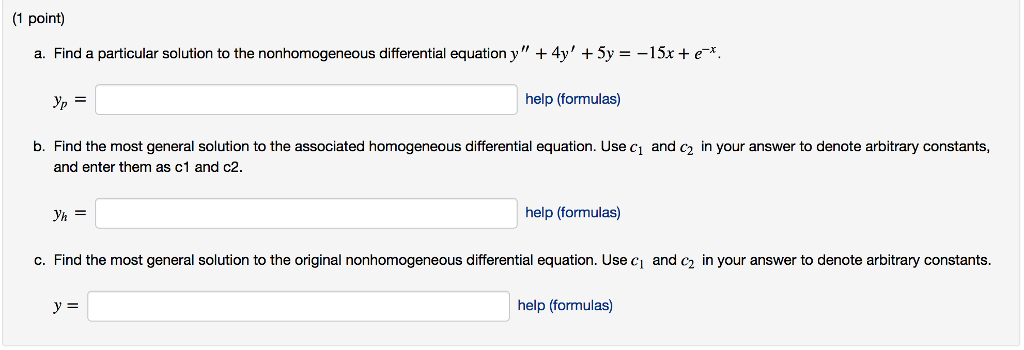 Solved 1 point a. Find a particular solution to the | Chegg.com