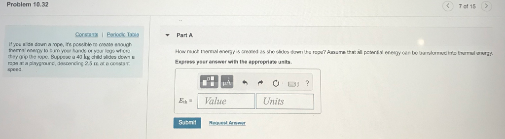 Solved Problem 10.32 く, 70f 15 > Part A If you slide down a | Chegg.com