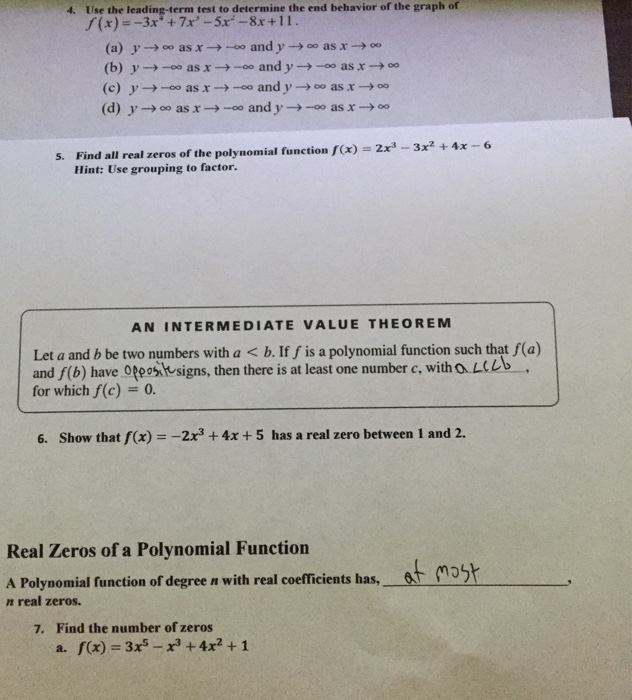 Solved Use the leading term test to determine the end | Chegg.com