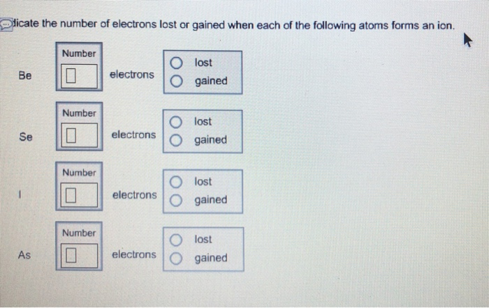Solved dicate the number of electrons lost or gained when | Chegg.com