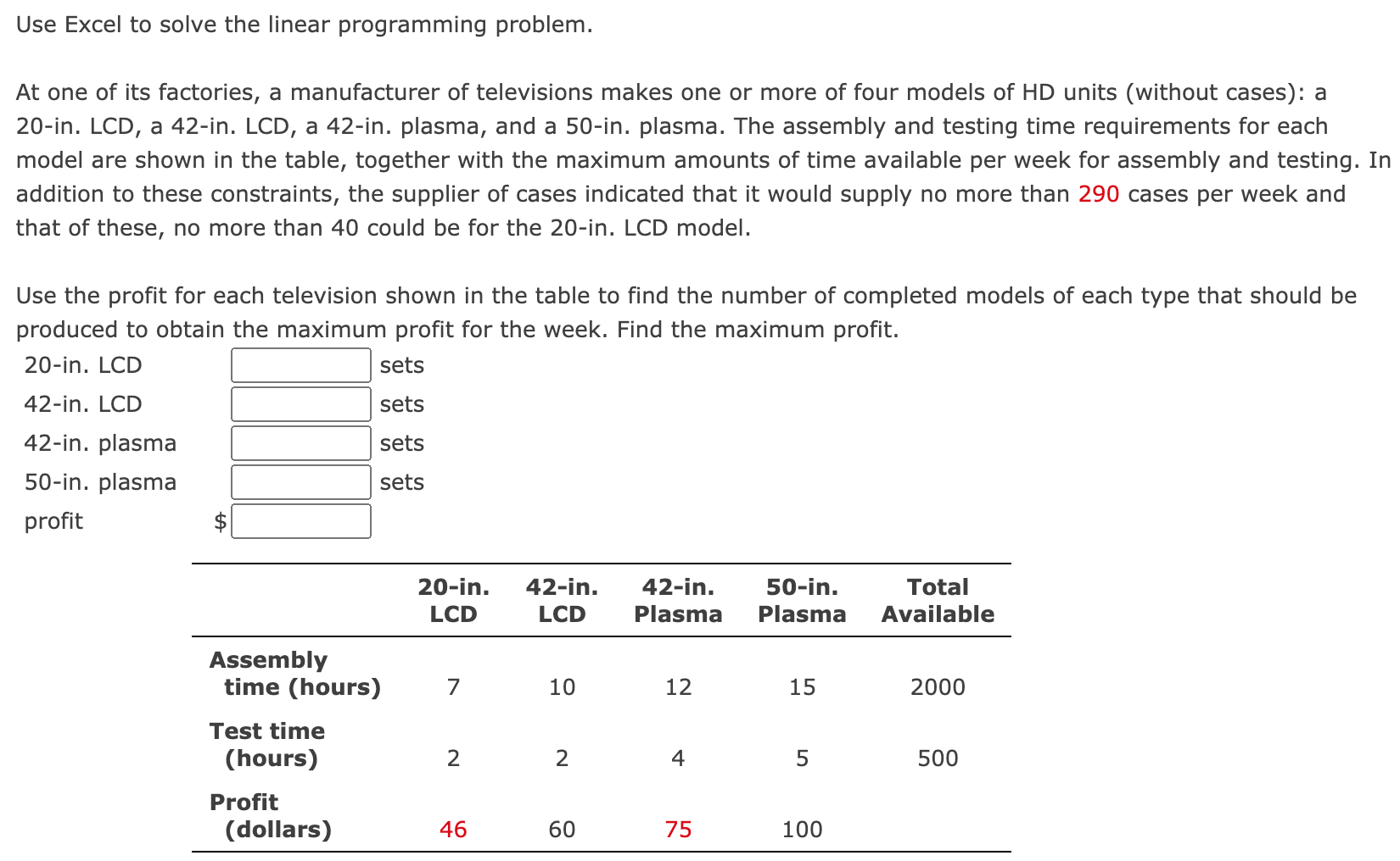 Solved Use Excel to solve the linear programming problem. At | Chegg.com