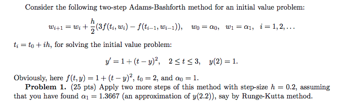 Solved Consider the following two-step Adams-Bashforth | Chegg.com