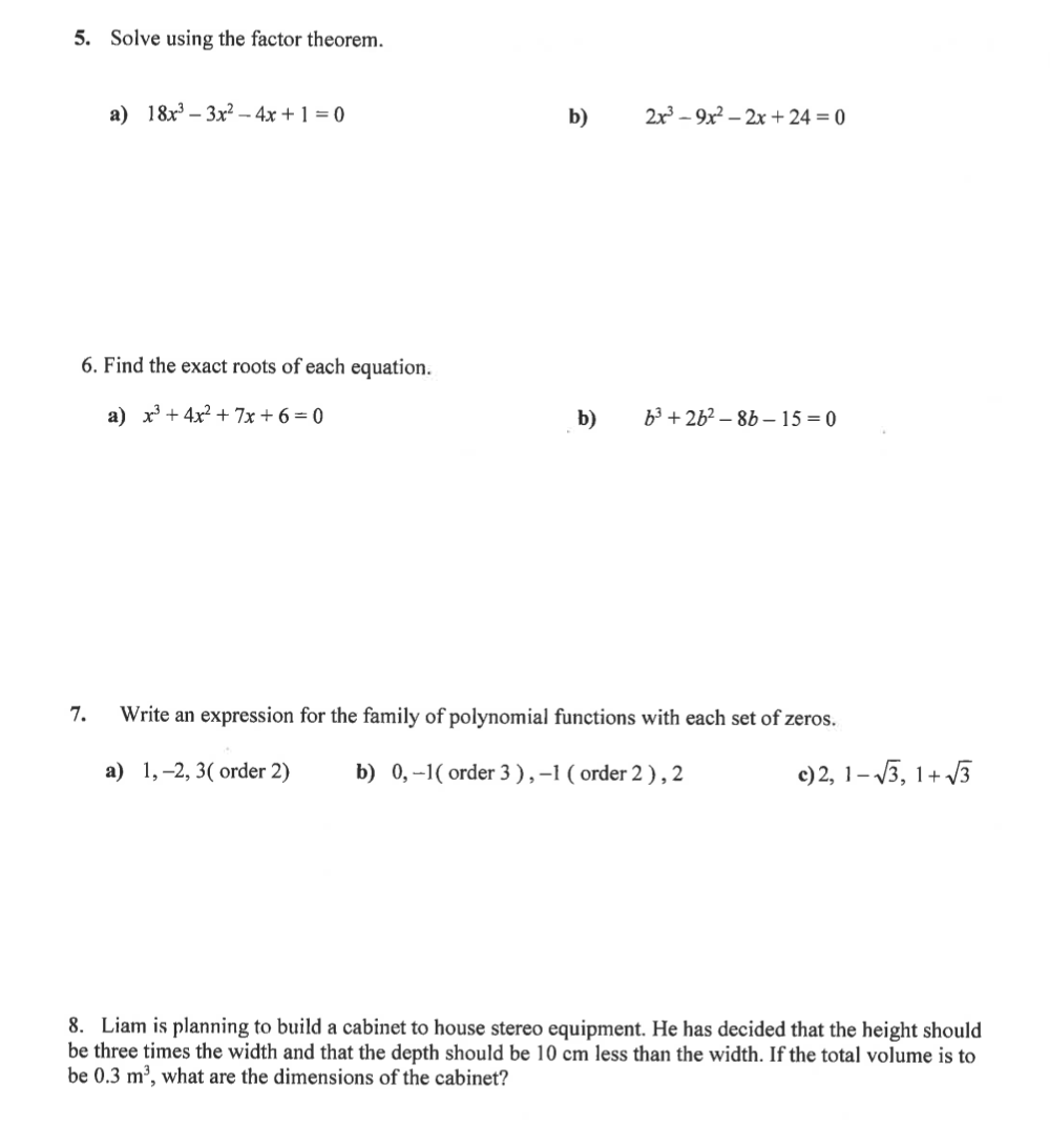 Solved i. Use the remainder theorem to determine the | Chegg.com