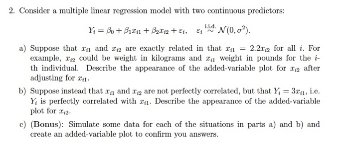 Solved 2. Consider a multiple linear regression model with | Chegg.com