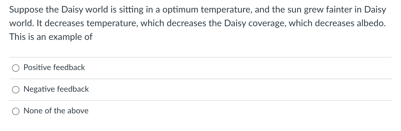 Solved Suppose the Daisy world is sitting in a optimum | Chegg.com