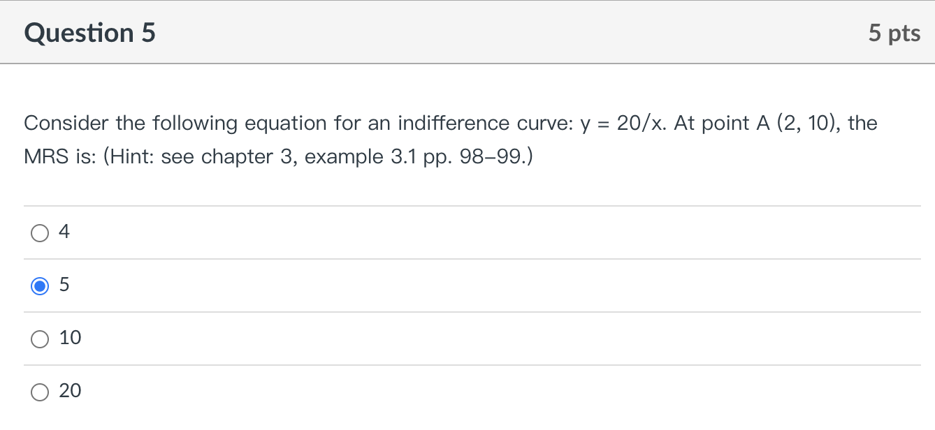 Solved Consider the following equation for an indifference | Chegg.com