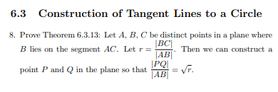 Solved 6.3 Construction of Tangent Lines to a Circle 8. | Chegg.com