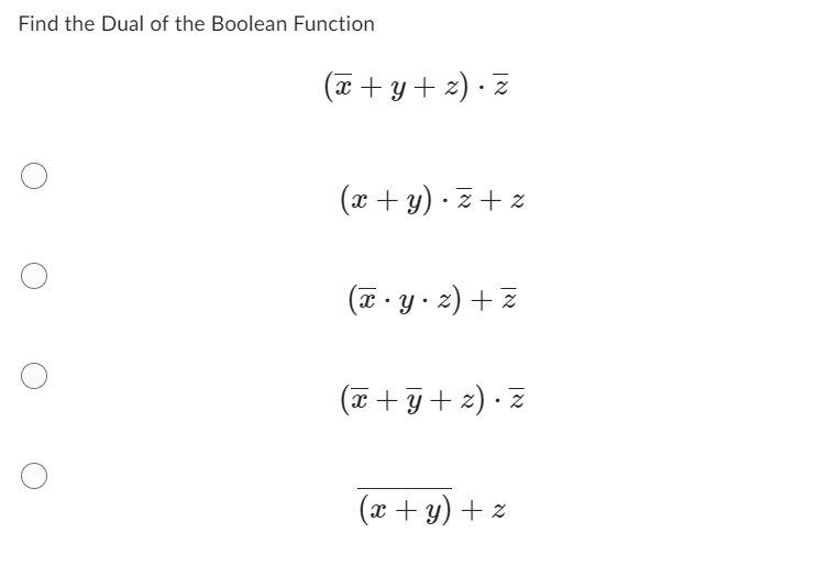 Solved Find the Dual of the Boolean Function | Chegg.com