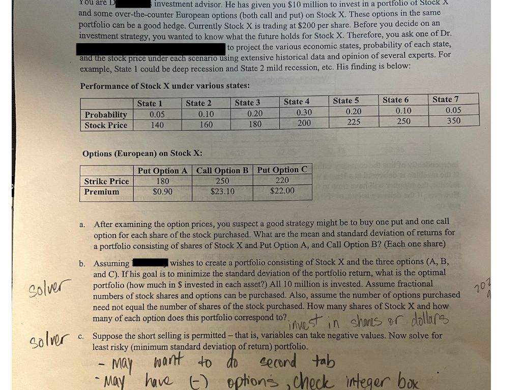 Solved Please assist with questions B& C, ﻿using Solver in | Chegg.com