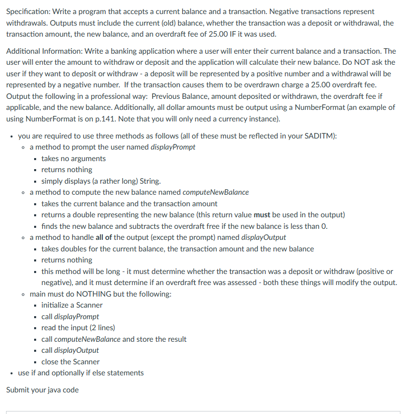 Solved Specification: Write a program that accepts a current | Chegg.com