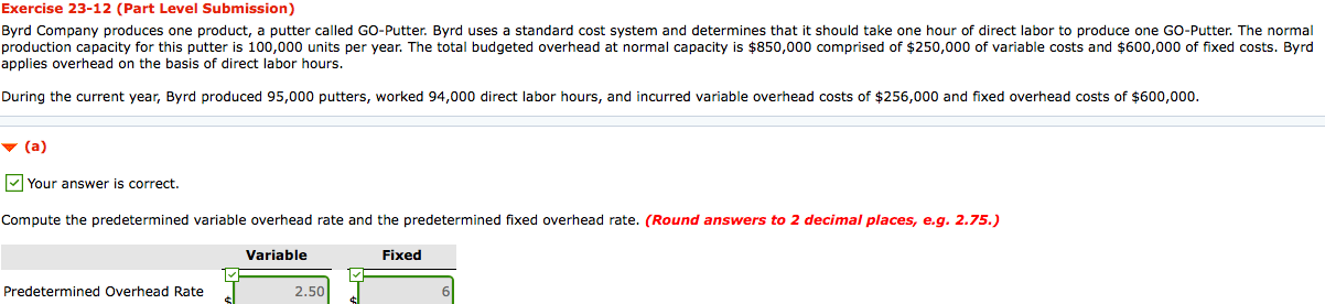 Solved Exercise 23-12 (Part Level Submission) Byrd Company | Chegg.com