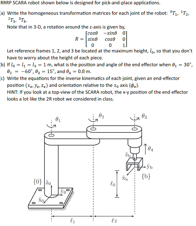 RRRP SCARA robot shown below is designed tor | Chegg.com