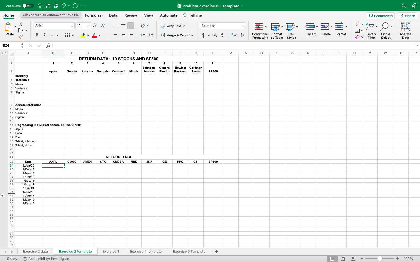I have included the excel template here for your | Chegg.com