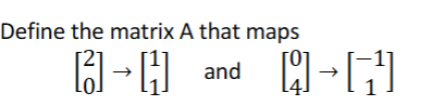Solved Define the matrix A that maps [20]→[11] and | Chegg.com