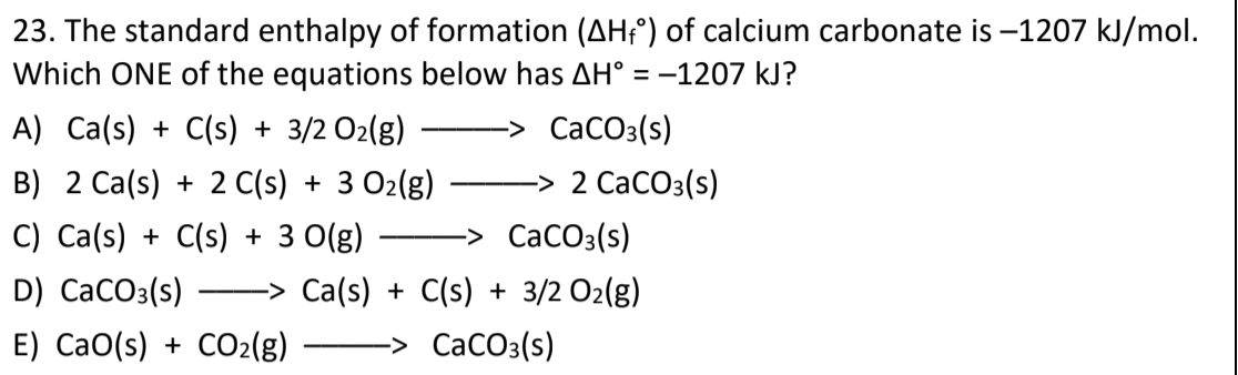 Solved 23. The standard enthalpy of formation (AH1°) of | Chegg.com