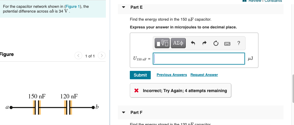 Solved Reviewi Constants For the capacitor network shown in | Chegg.com