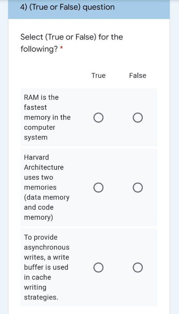 Solved 4) (True or False) question Select (True or False) | Chegg.com